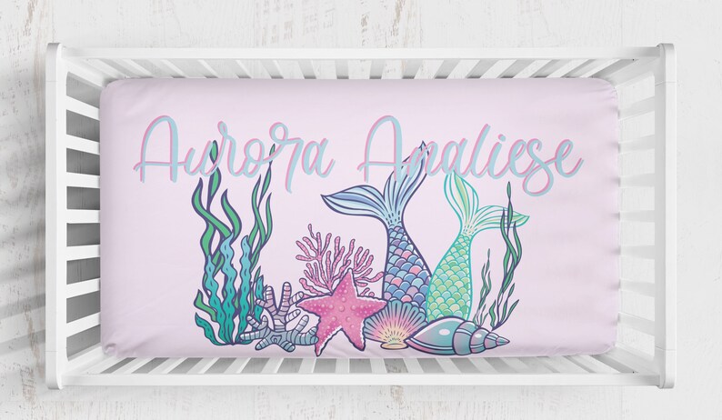 Mermaid Crib Bedding Set Girl Baby Bedding Personalized Baby - Etsy