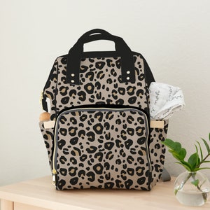 Leopard Print Diaper Bag, Tan Customized Backpack, Nappy Bag ...