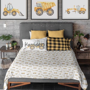 Construction Trucks Comforter and Pillowcases, Boy Construction Bedroom ...