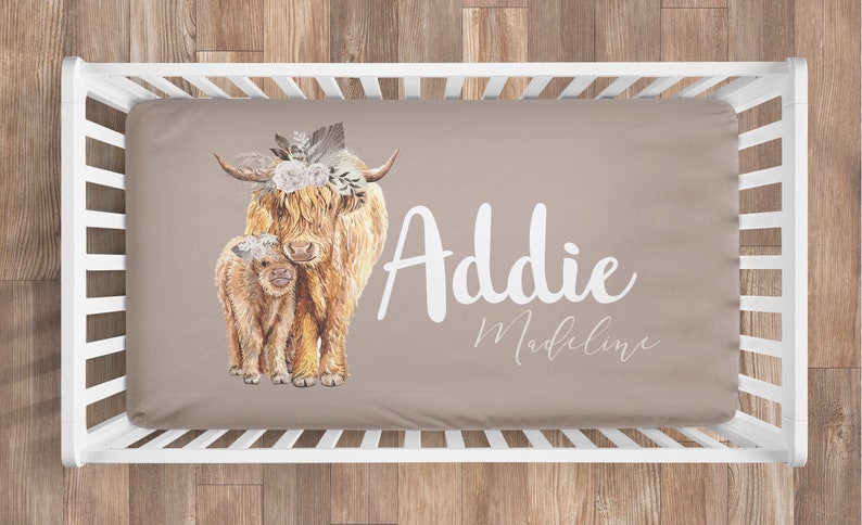 Highland Cow Crib Bedding Baby Girl Floral Western Boho - Etsy
