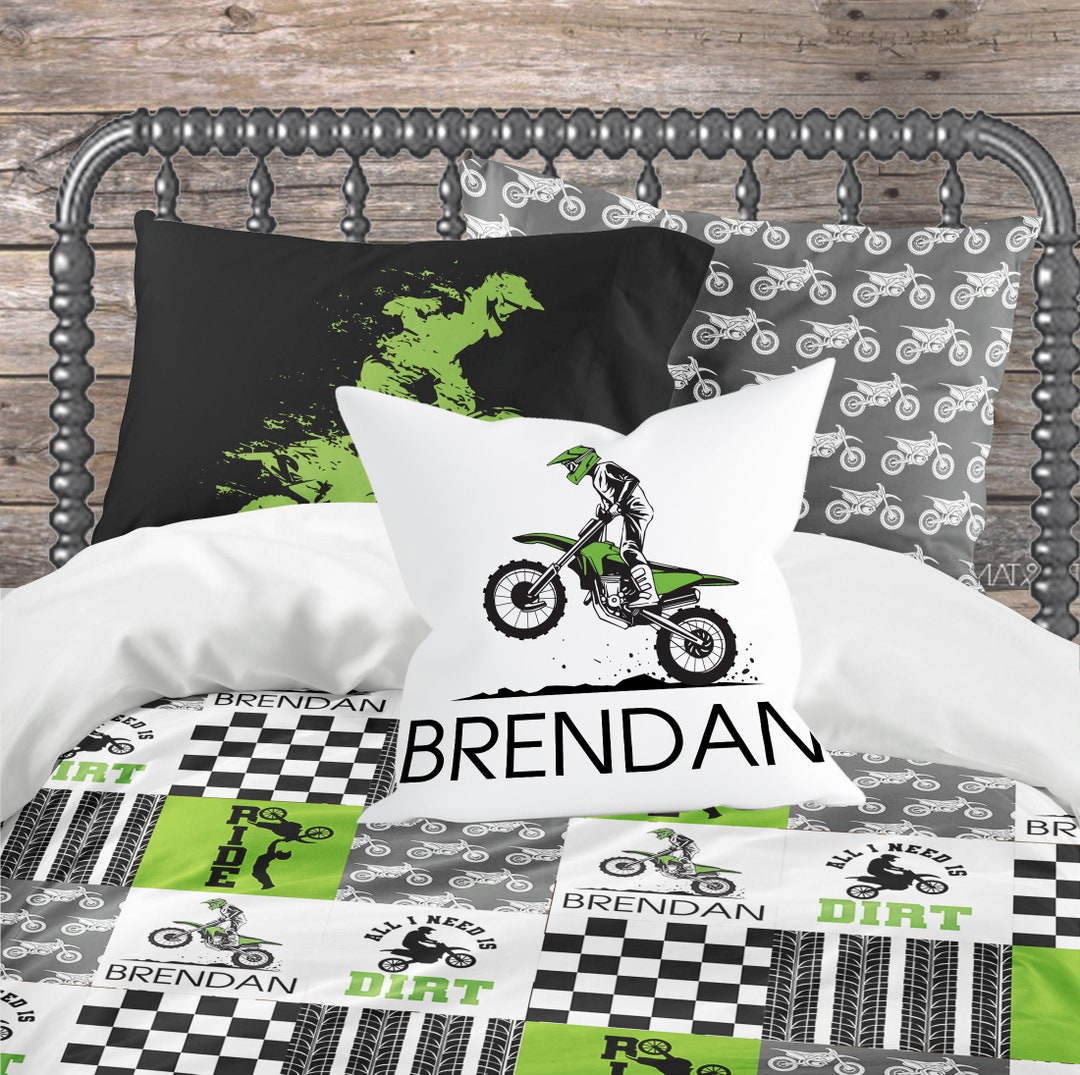 Dirtbike Comforter, Motocross Bedding, Boys Personalized Dirt Bike ...