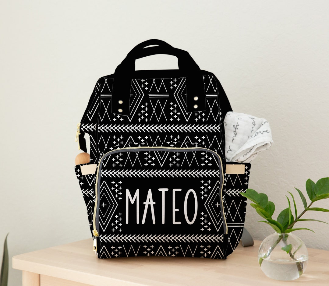 Black and White Personalized Diaper Bag, Custom Backpack Baby Girl Baby ...