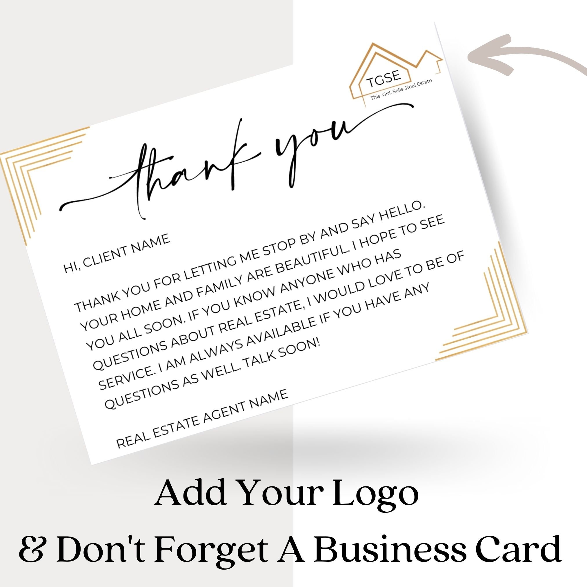 Open House Client Thank You Card - Etsy