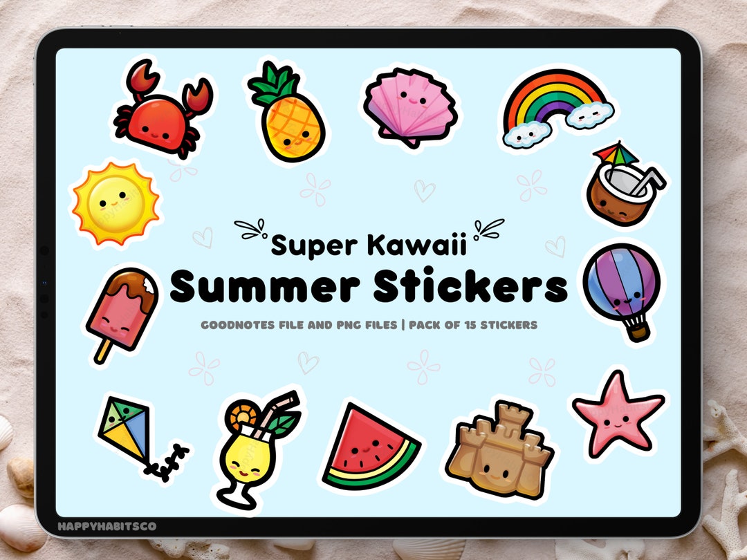 Digital Planner Summer Sticker Pack Pack of 15 Cute Stickers Summer ...