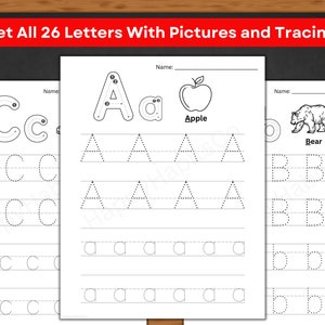 Alphabet ABC A to Z Letter Tracing Coloring Handwriting - Etsy