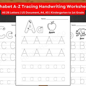 Alphabet ABC A to Z Letter Tracing Coloring Handwriting - Etsy