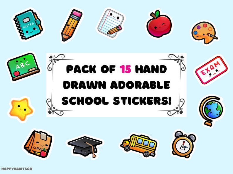 Back to School Digital Planner Sticker Pack Pack of 15 Cute - Etsy