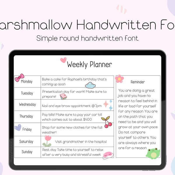 Cute Handwriting Template - Etsy