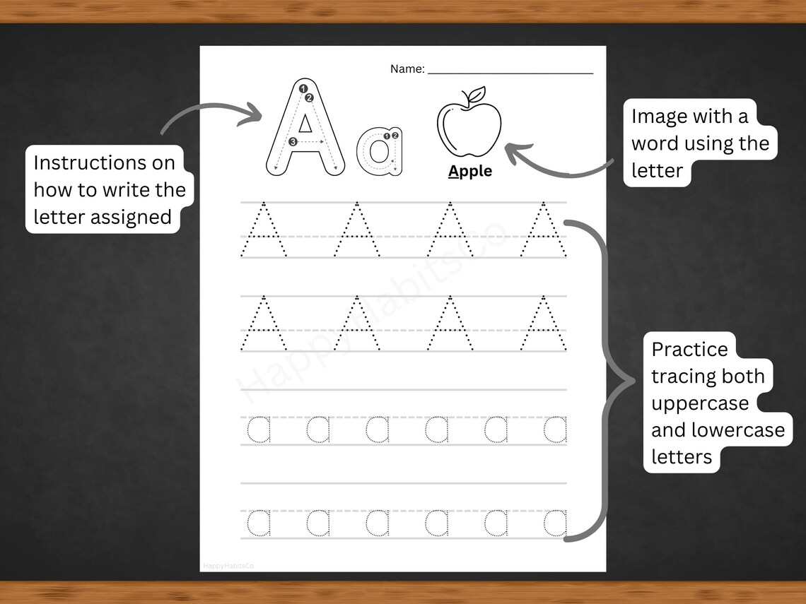 Alphabet ABC A to Z Letter Tracing Coloring Handwriting - Etsy