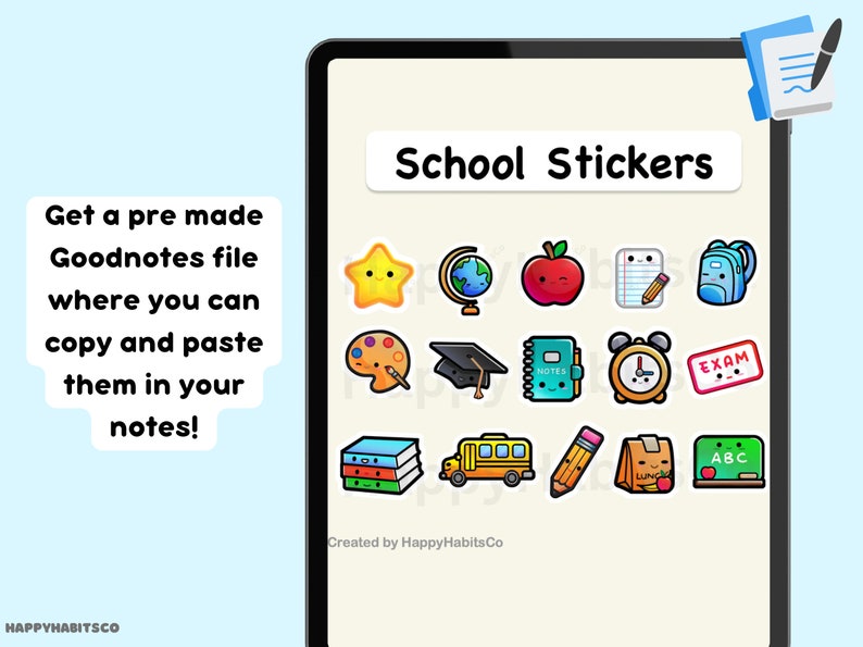 Back to School Digital Planner Sticker Pack Pack of 15 Cute - Etsy