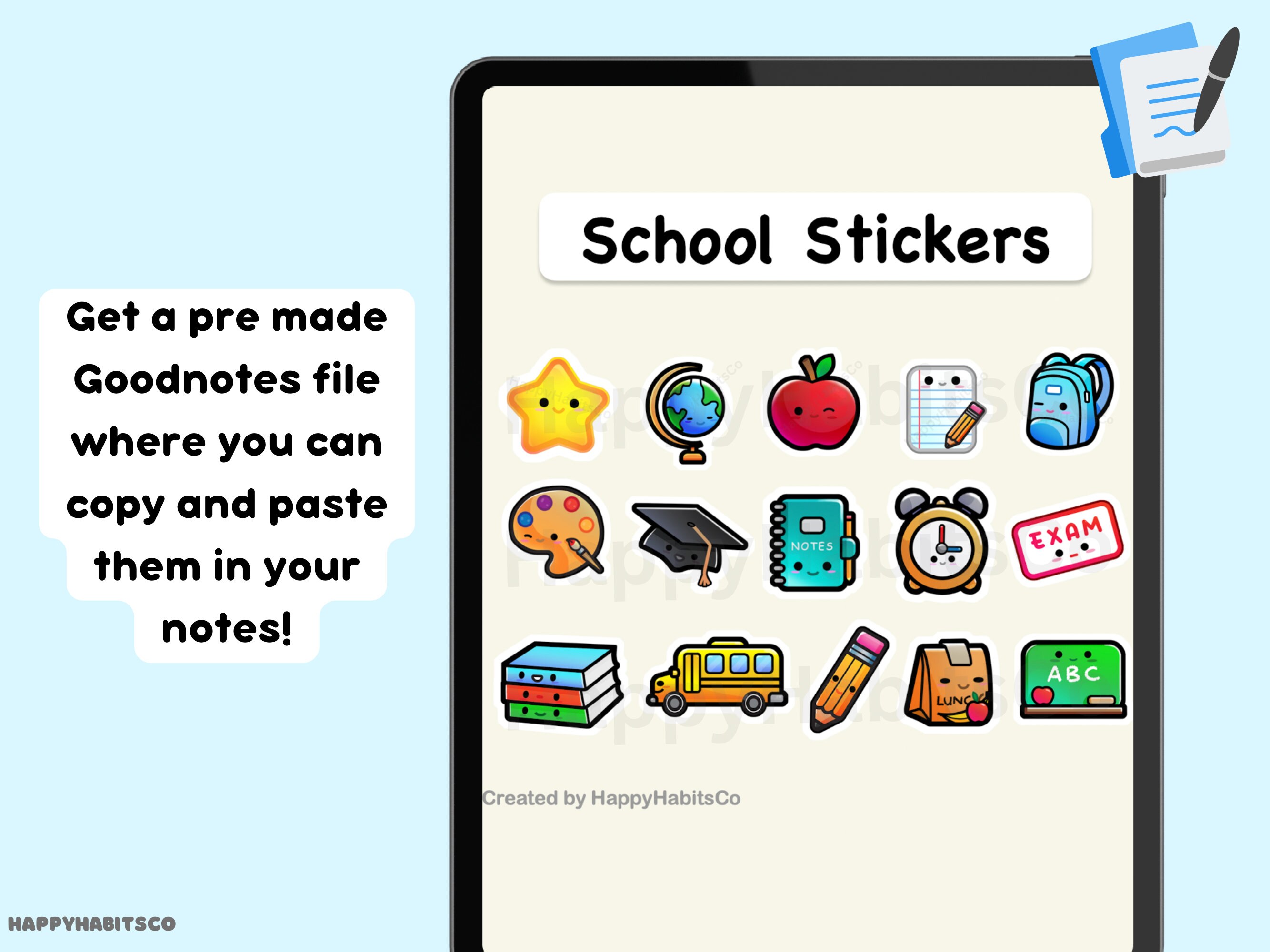 Back to School Digital Planner Sticker Pack Pack of 15 Cute - Etsy