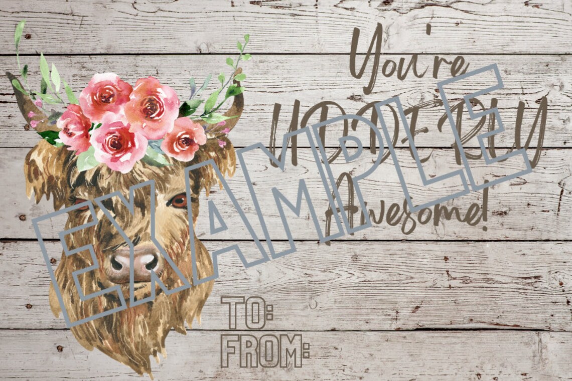 Highland Cow Valentine Cards, Printable Valentine Cards, Printable ...