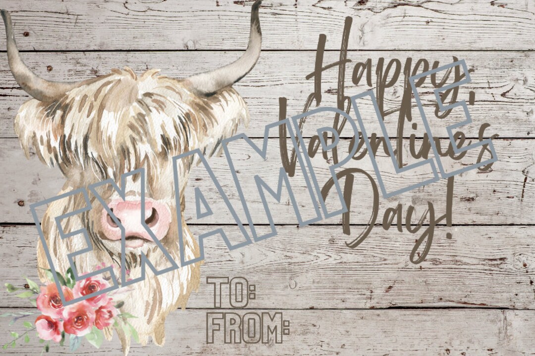 Highland Cow Valentine Cards, Printable Valentine Cards, Printable ...