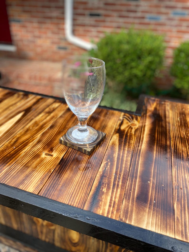 6 Piece Rustic Wood Bar Table Drink Coasters Pressure Treated and ...