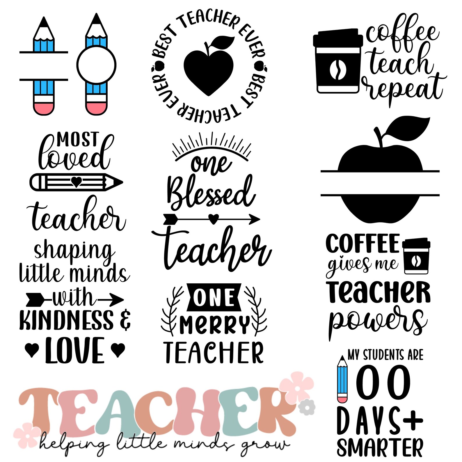 130 Teacher Svg Bundle Teacher Appreciation SVG Teacher Clipart Teacher ...
