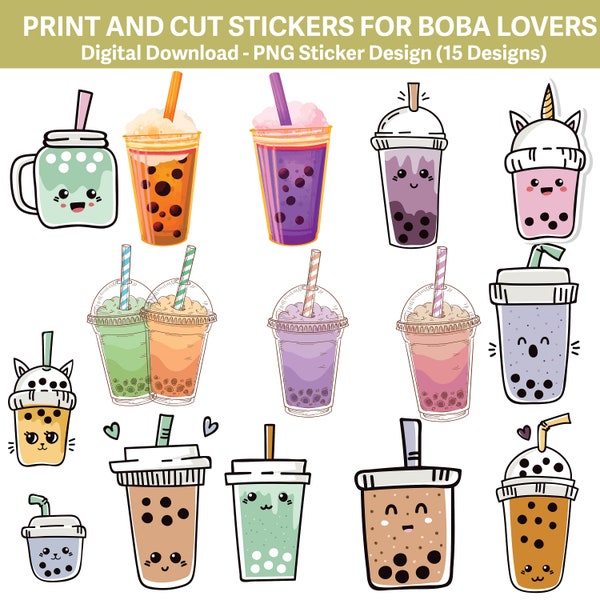 Boba Printable Stickers - Etsy
