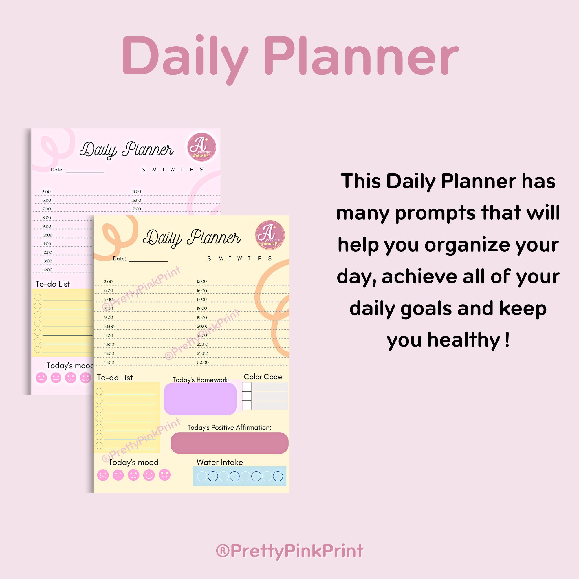 Academic Glow up Planner Pack, Printable School Planner, Printable ...