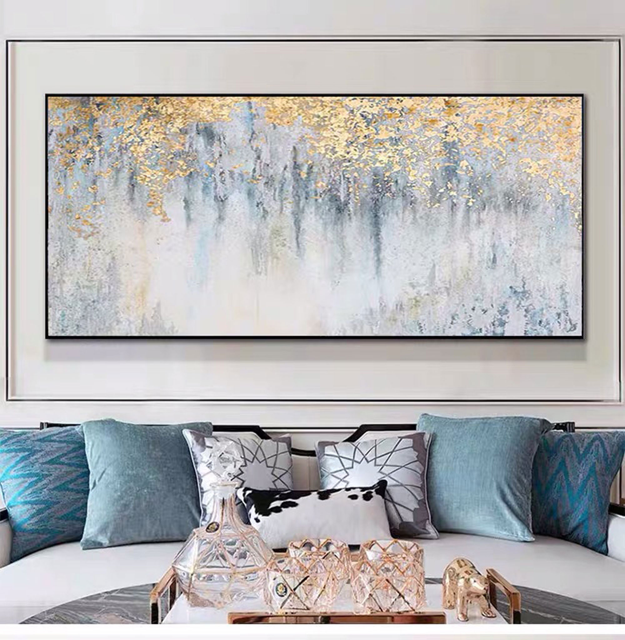 Abstract Gold Foil Oil Painting on Canvas,large Wall Art,original ...