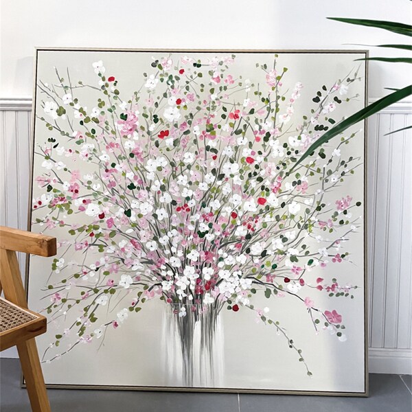 Pink Flower Painting - Etsy