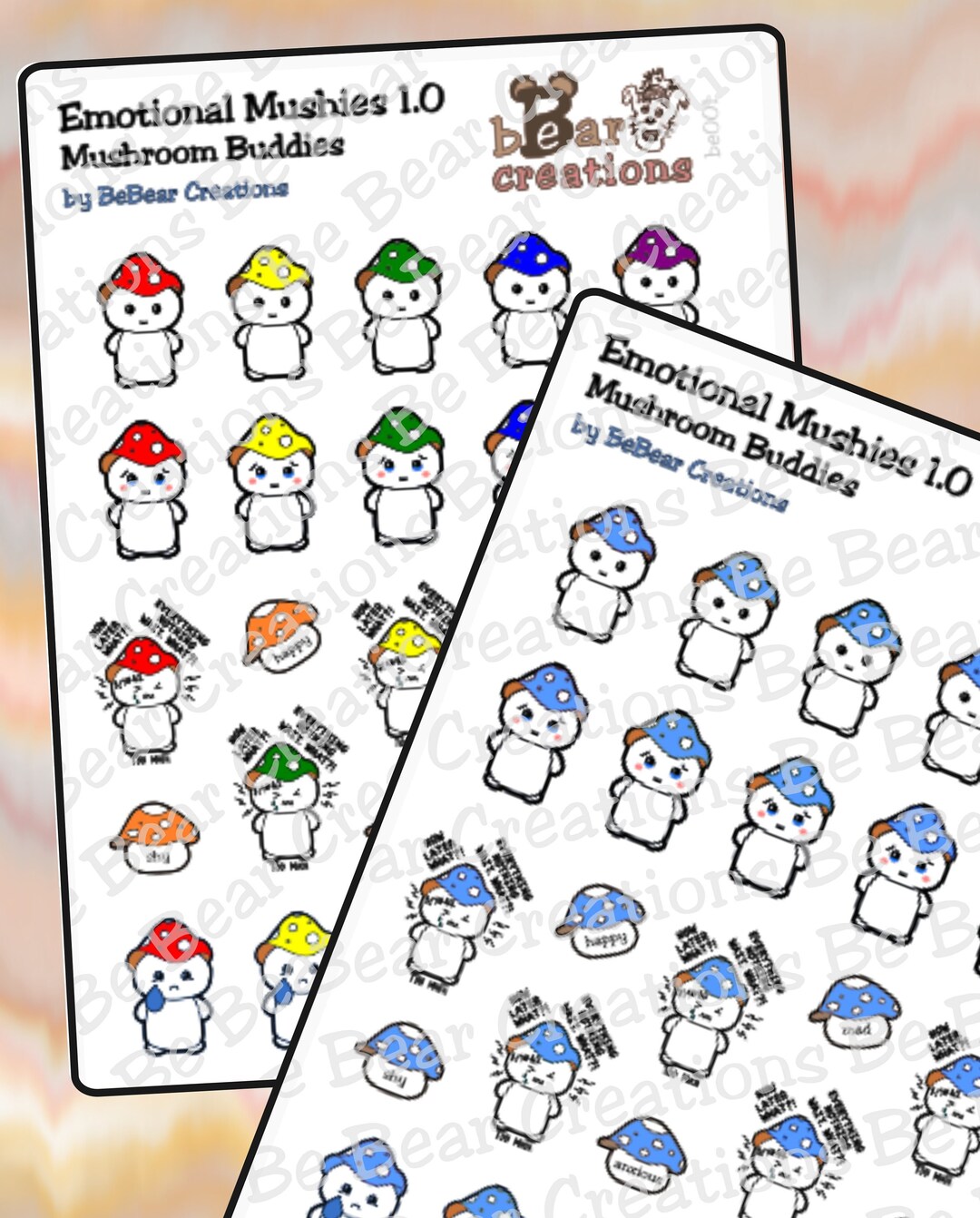 Cute Emotional MUSHIES | Vinyl Mushroom Stickers for Bullet Journals ...