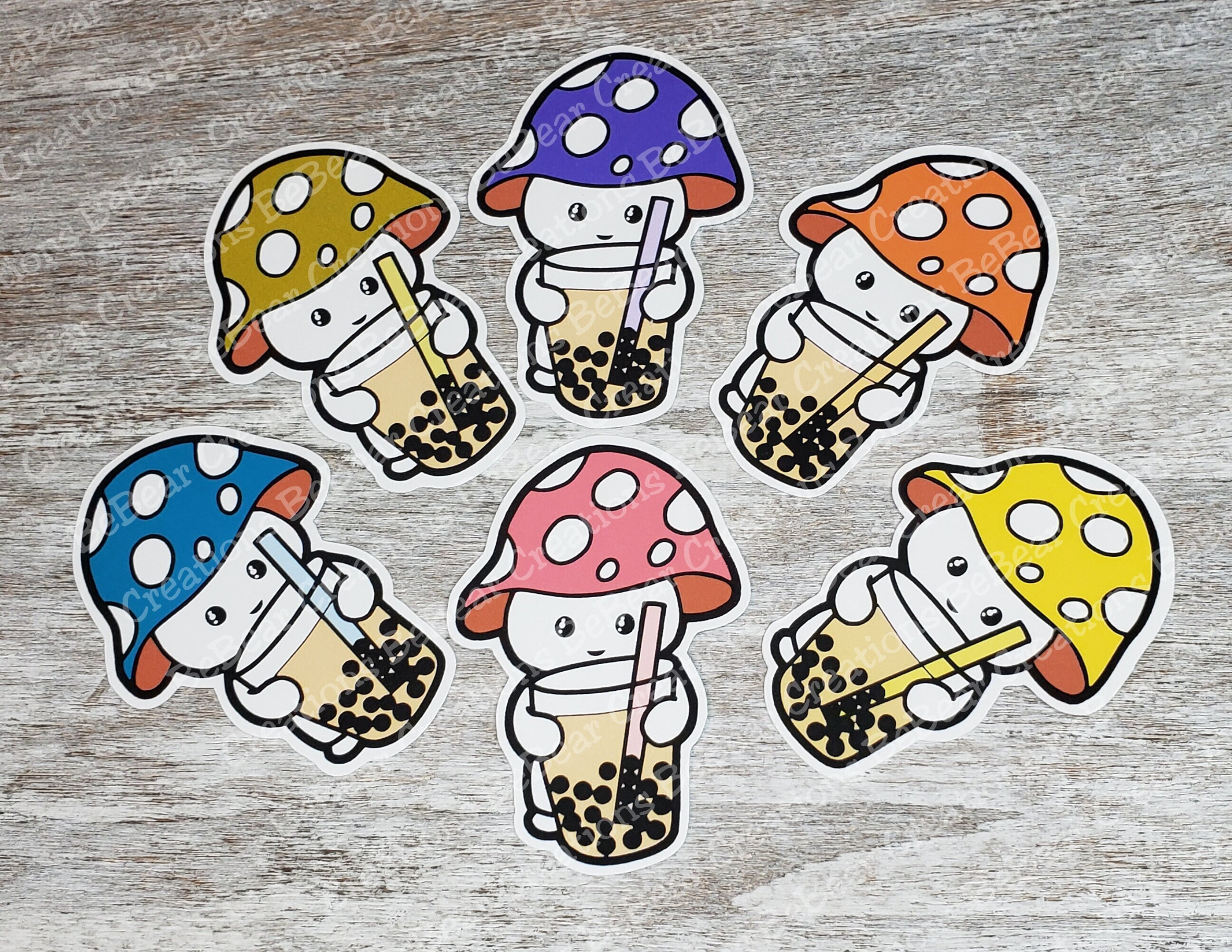 Cute Mushroom Vinyl Decal Stickers | Boba Loving MUSHIE | Available in ...
