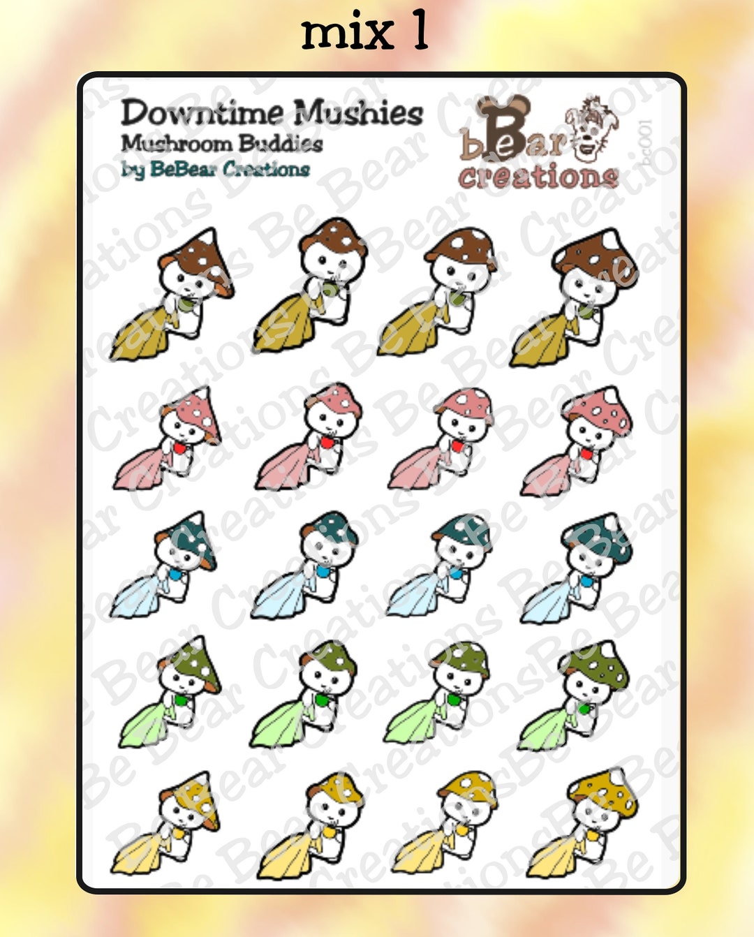 Cute Self-care MUSHIES Downtime Vinyl Mushroom Stickers for Bullet ...