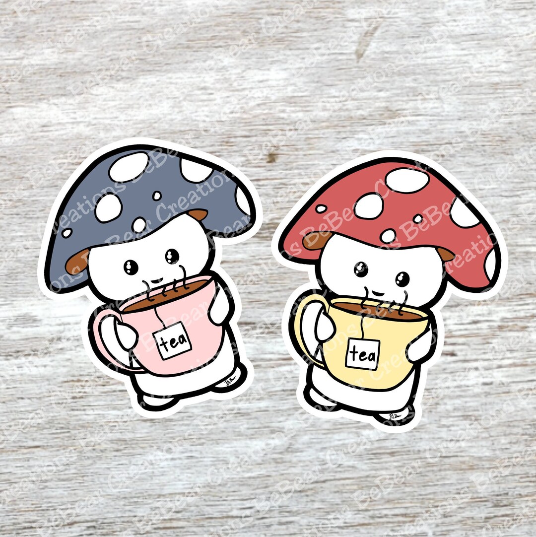 Mushroom Vinyl Decal Sticker | Cute Tea Loving Mushies | Available in ...