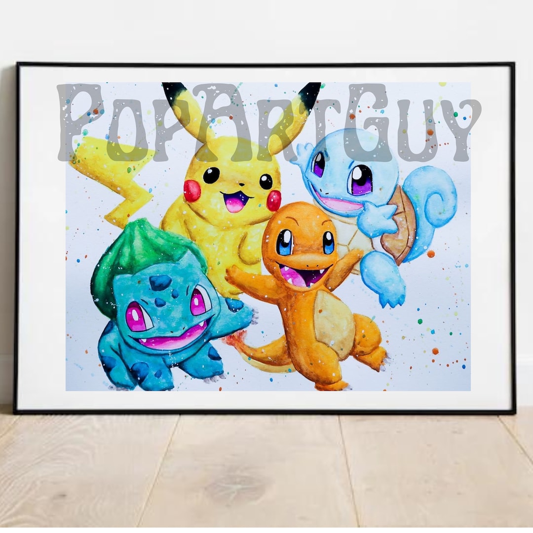 Pikachu Bulbasaur Charmander Squirtle Art Print , Pokémon Fan Art - Etsy