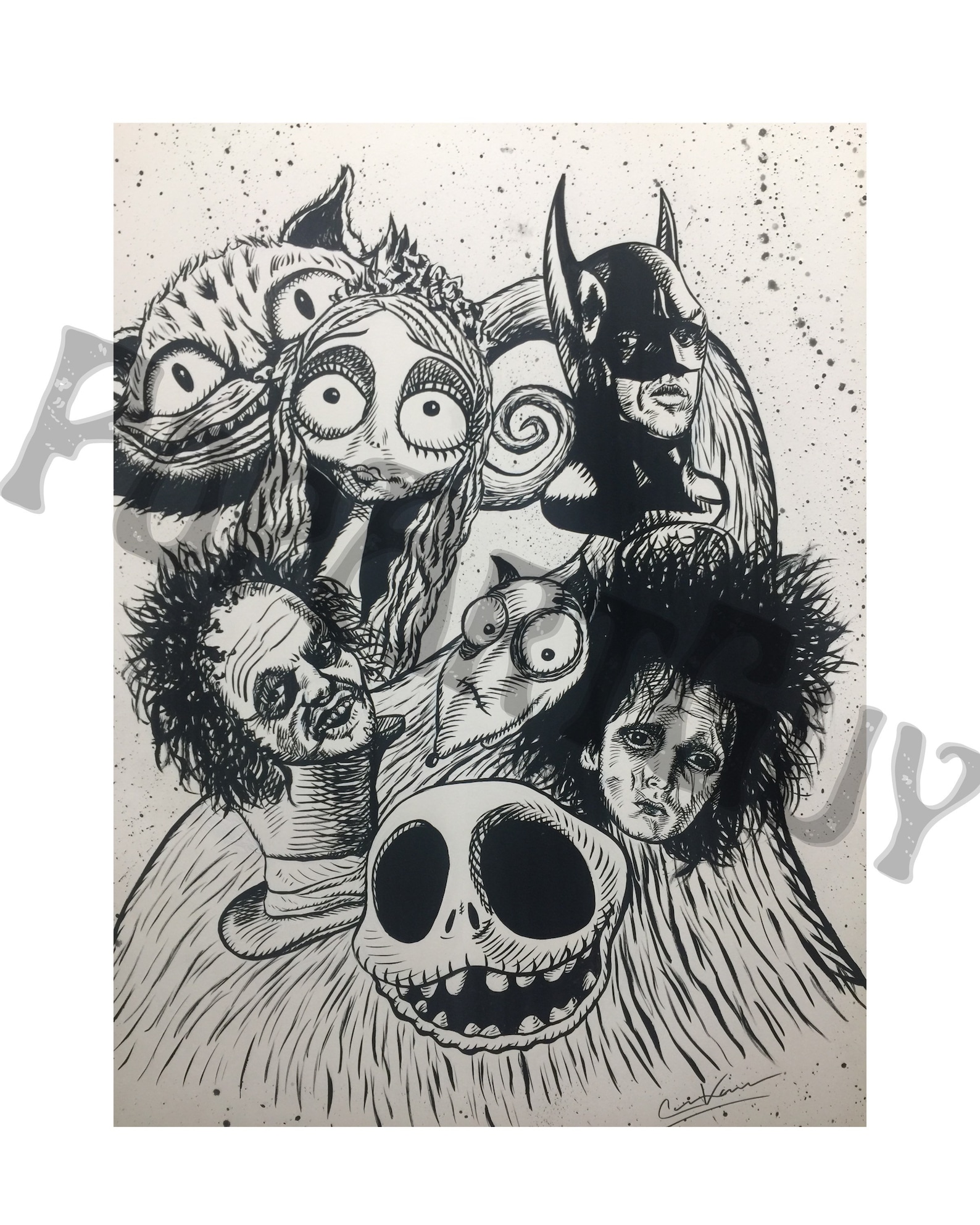 Tim Burton Iconic Characters Fan Art Movie Art Iconic - Etsy
