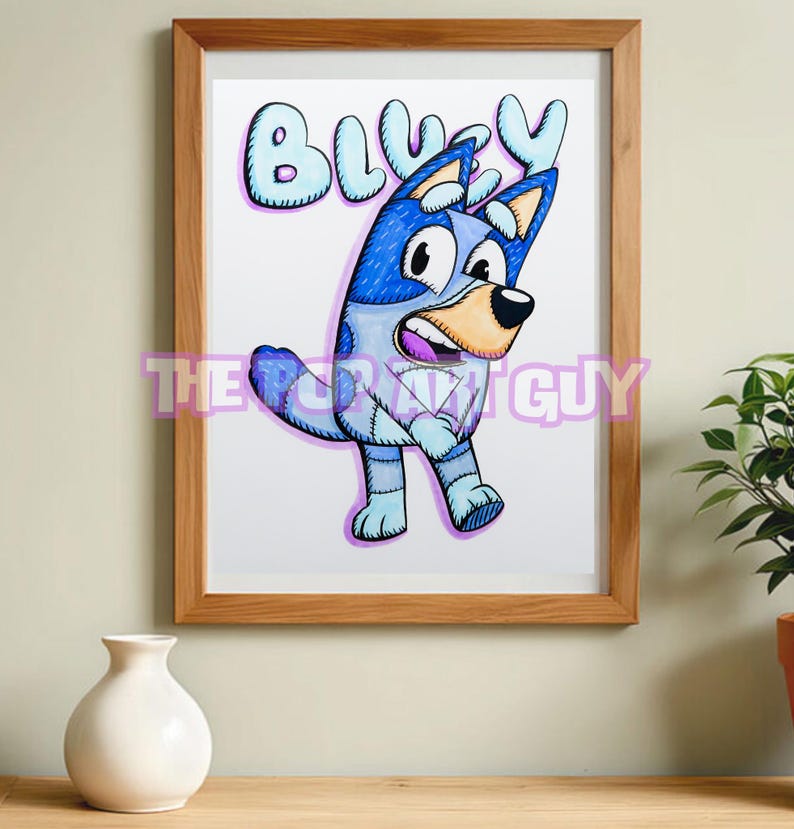 Bluey Art Print, Bluey Cartoon Artwork, Children’s Cartoon Artwork - Etsy