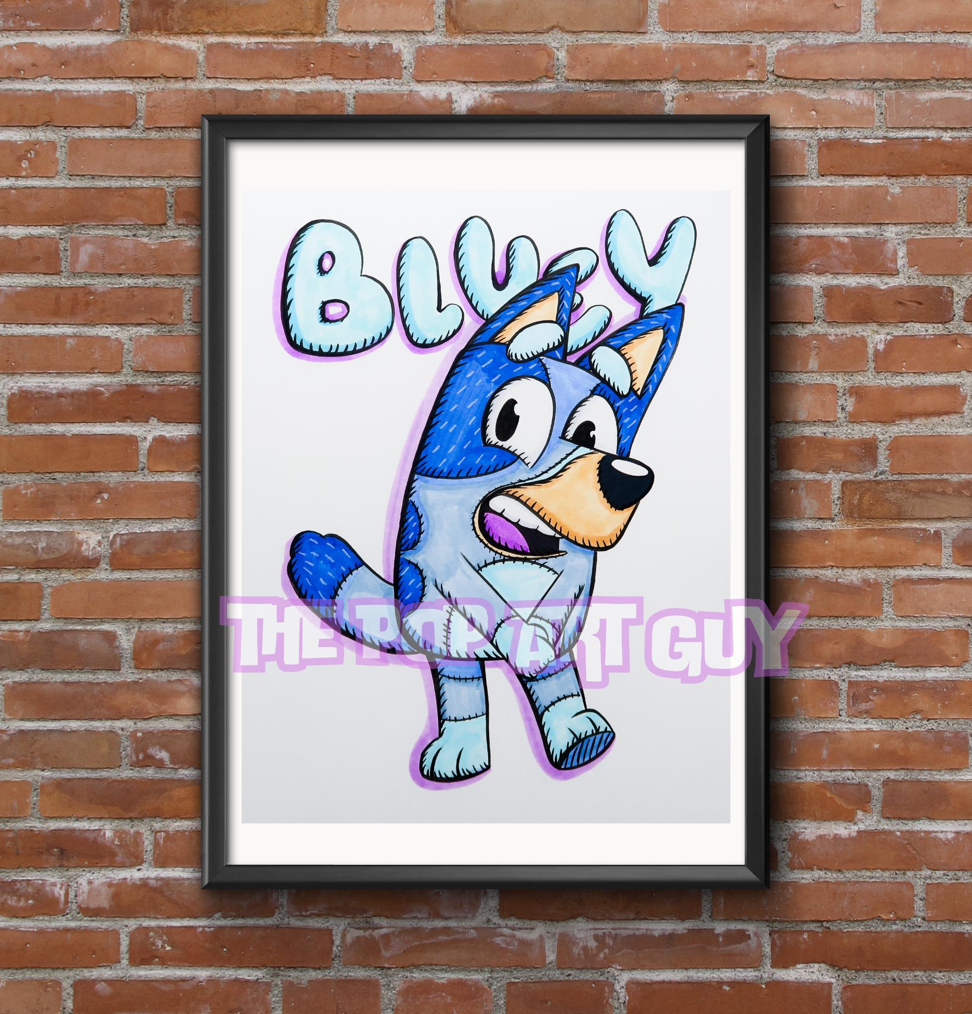 Bluey Art Print, Bluey Cartoon Artwork, Children’s Cartoon Artwork - Etsy