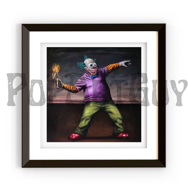 Krusty the Clown Artwork, the Simpsons Art, Original Art Print, Clown ...