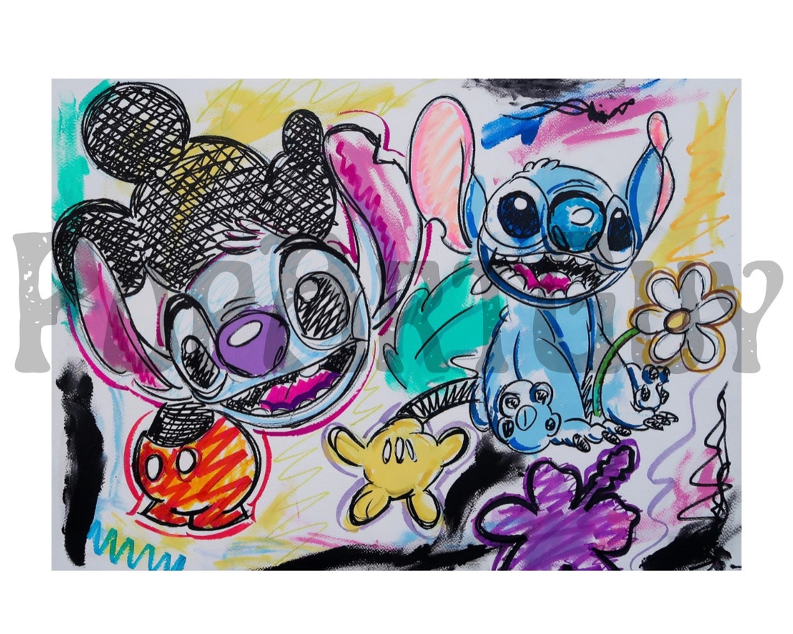 Disneys Stitch From Lilo and Stitch Art Print, Girl Room Art, Kid Wall ...