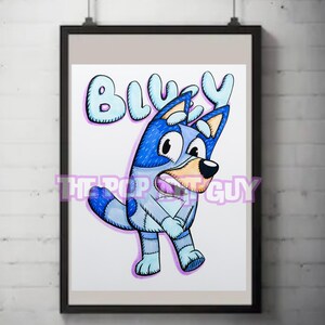 Bluey Art Print, Bluey Cartoon Artwork, Children’s Cartoon Artwork - Etsy