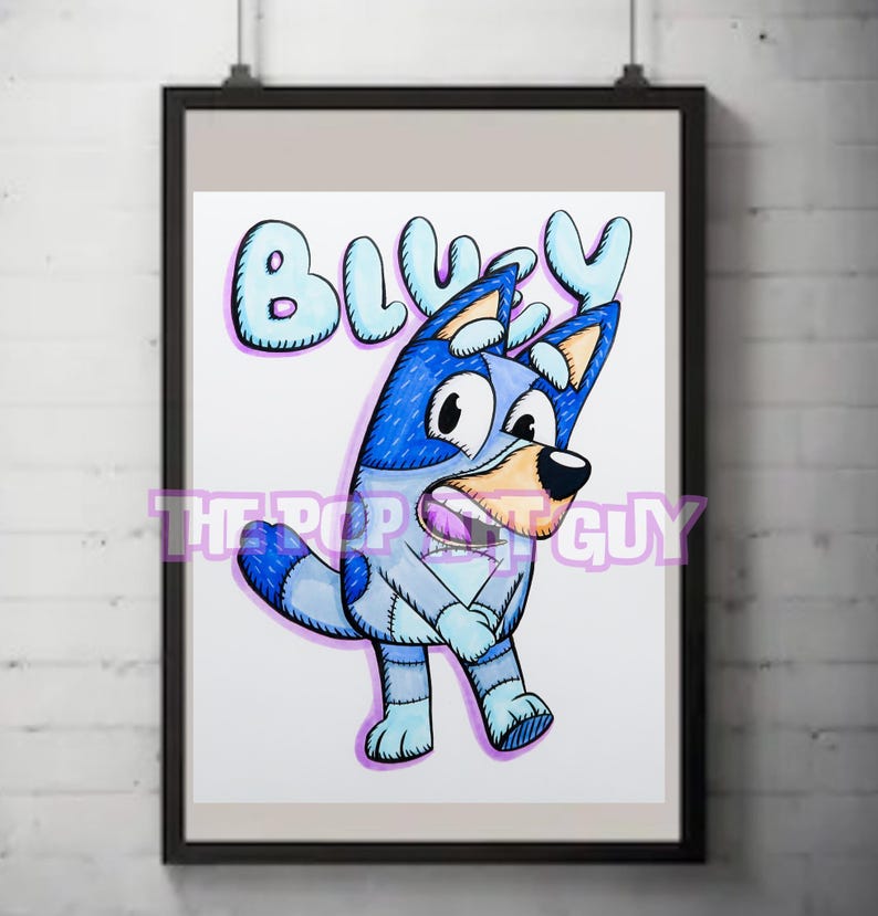 Bluey Art Print, Bluey Cartoon Artwork, Children’s Cartoon Artwork - Etsy