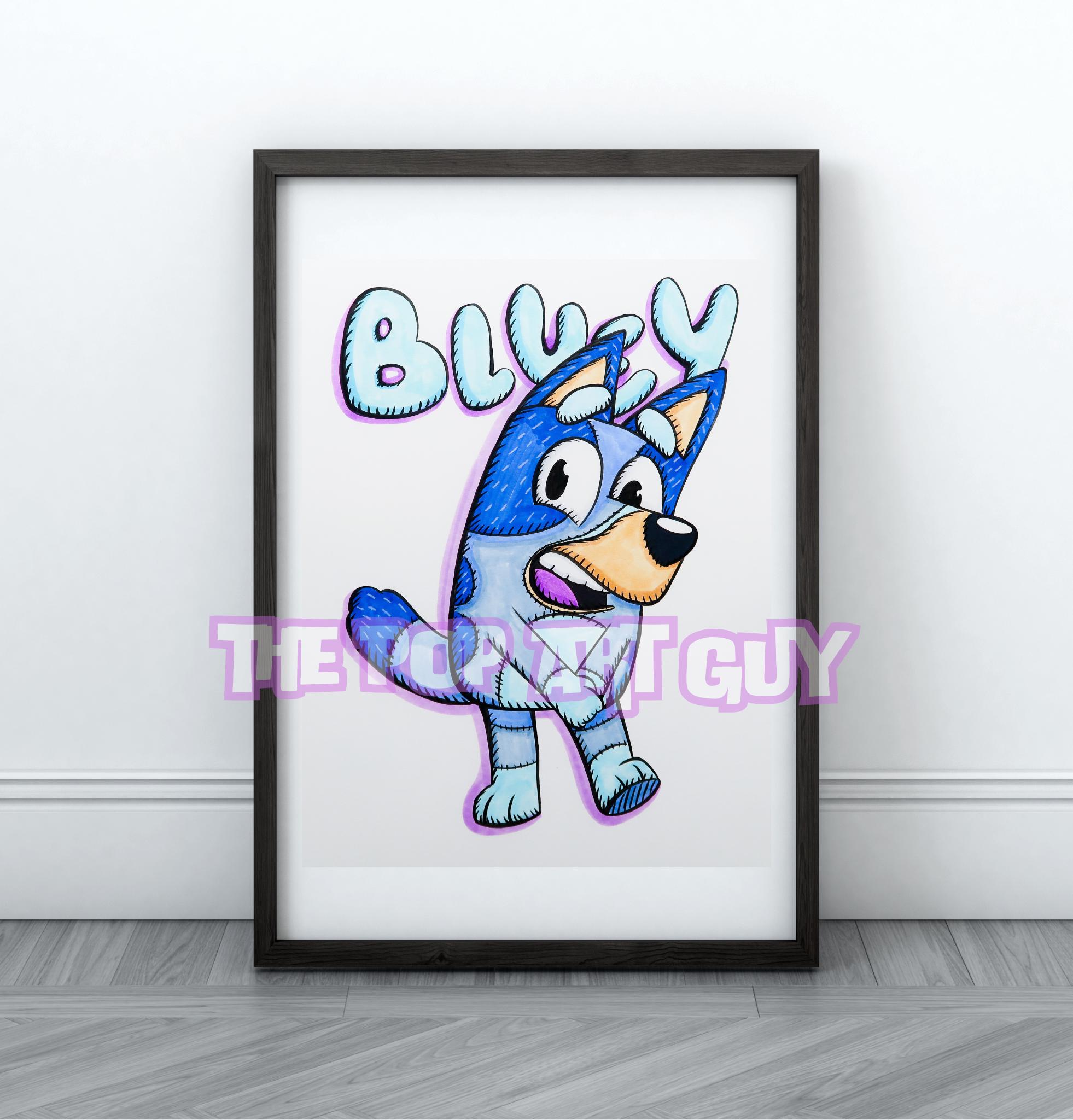 Bluey Art Print, Bluey Cartoon Artwork, Children’s Cartoon Artwork - Etsy