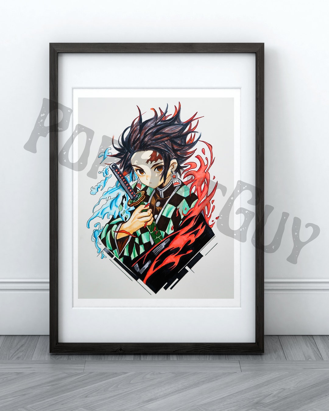 Demon Slayer Art Print , Tanjiro Kamado Art, Anime Fan Art, Manga Art ...