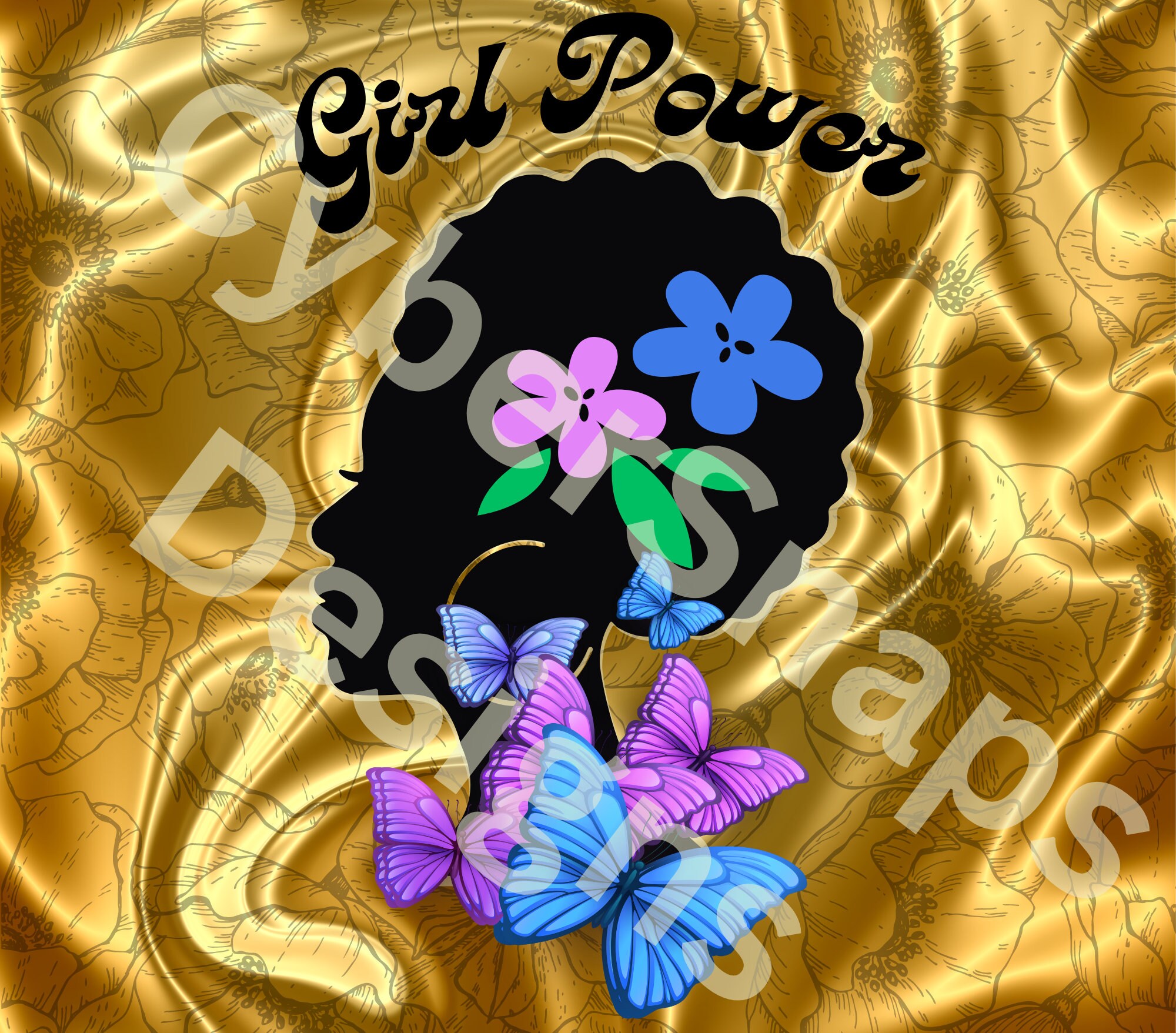 Girl Power Png | Gold Girl Power Png | Butterfly Girl Power Design Png ...