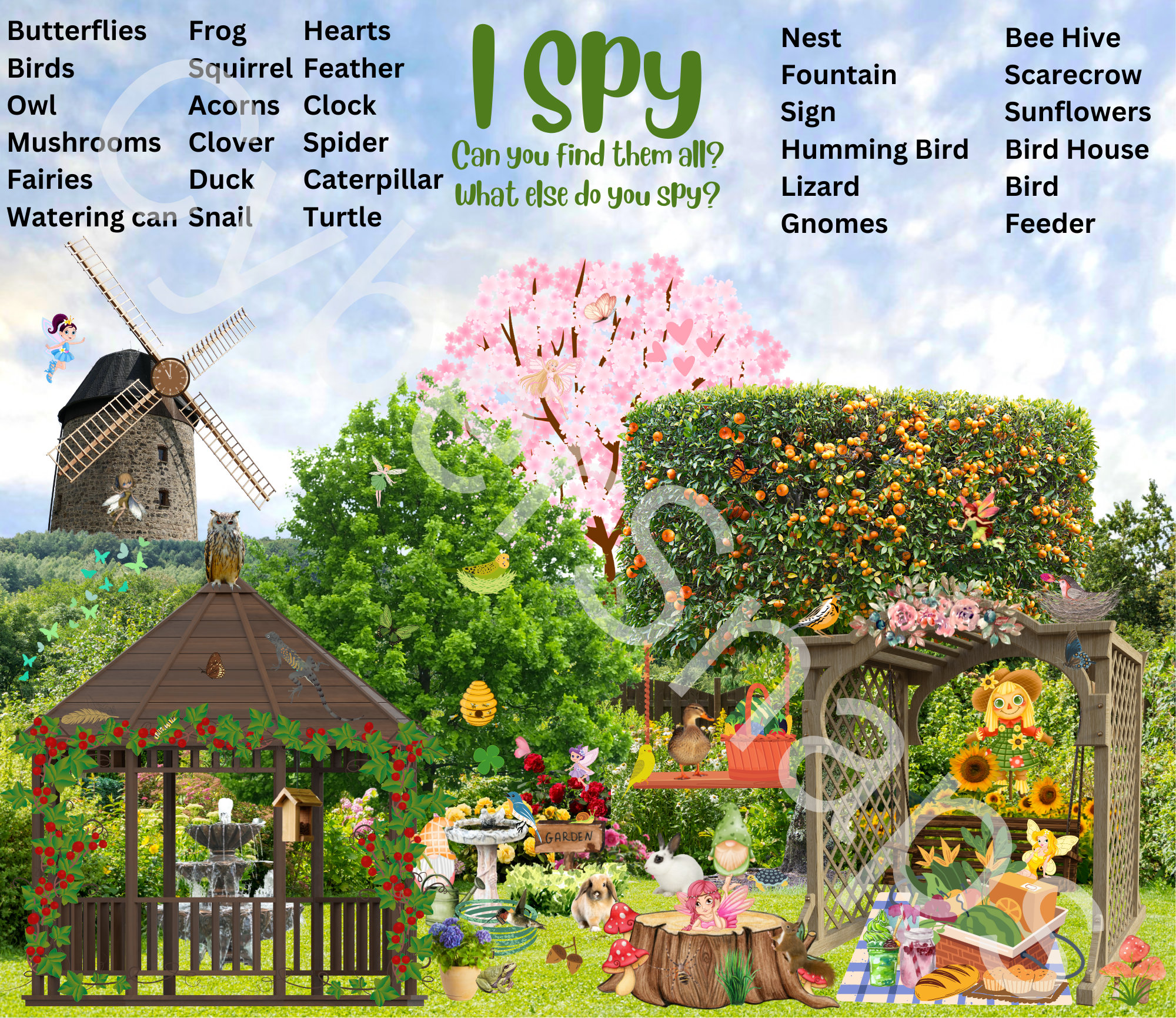 Garden I Spy PNG, Fairy Garden I Spy Game, I Spy With My Little Eye Resizable Digital Download ...