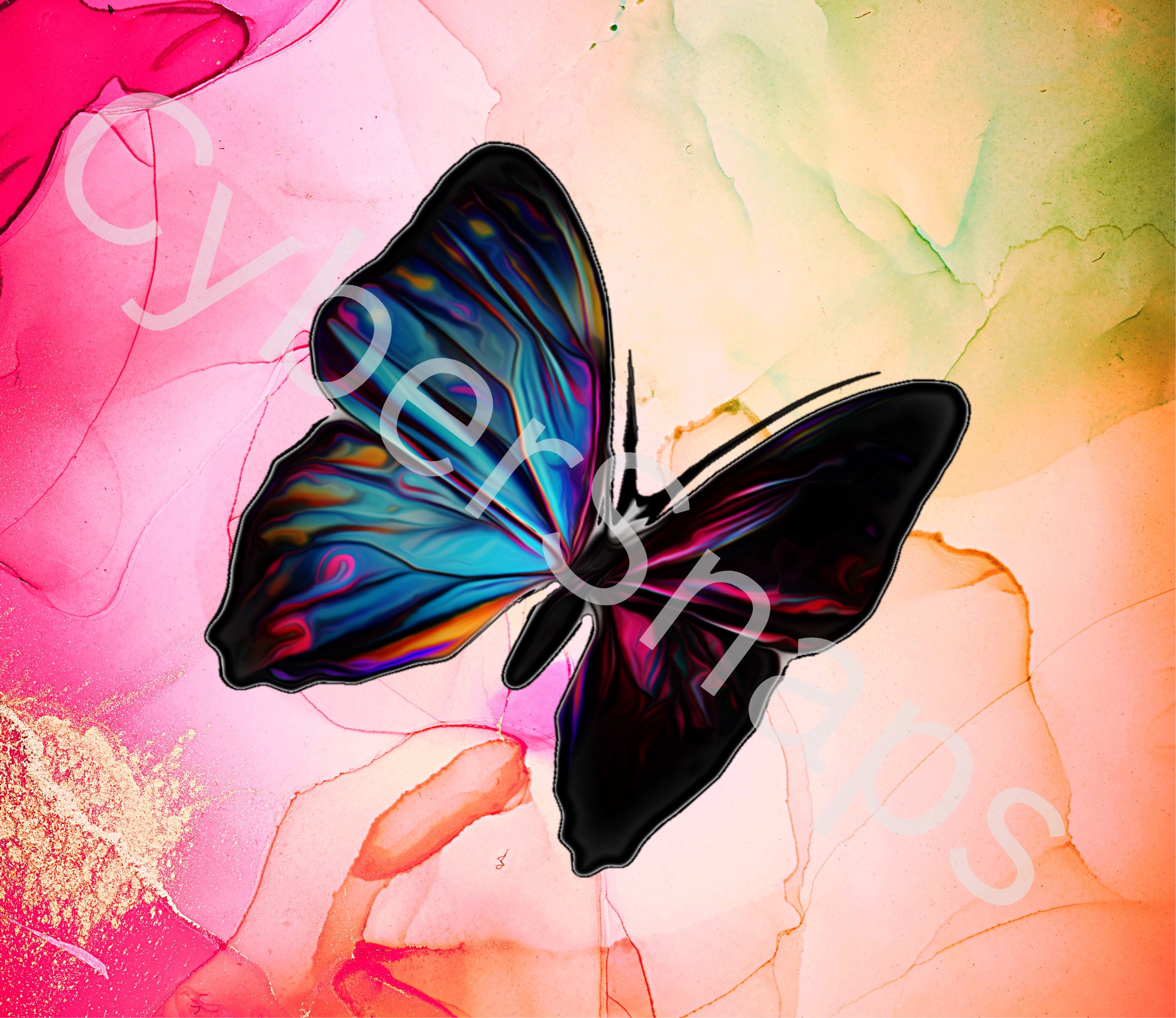 Butterfly PNG, Alcohol Ink Butterfly Design, Butterfly Sublimation ...