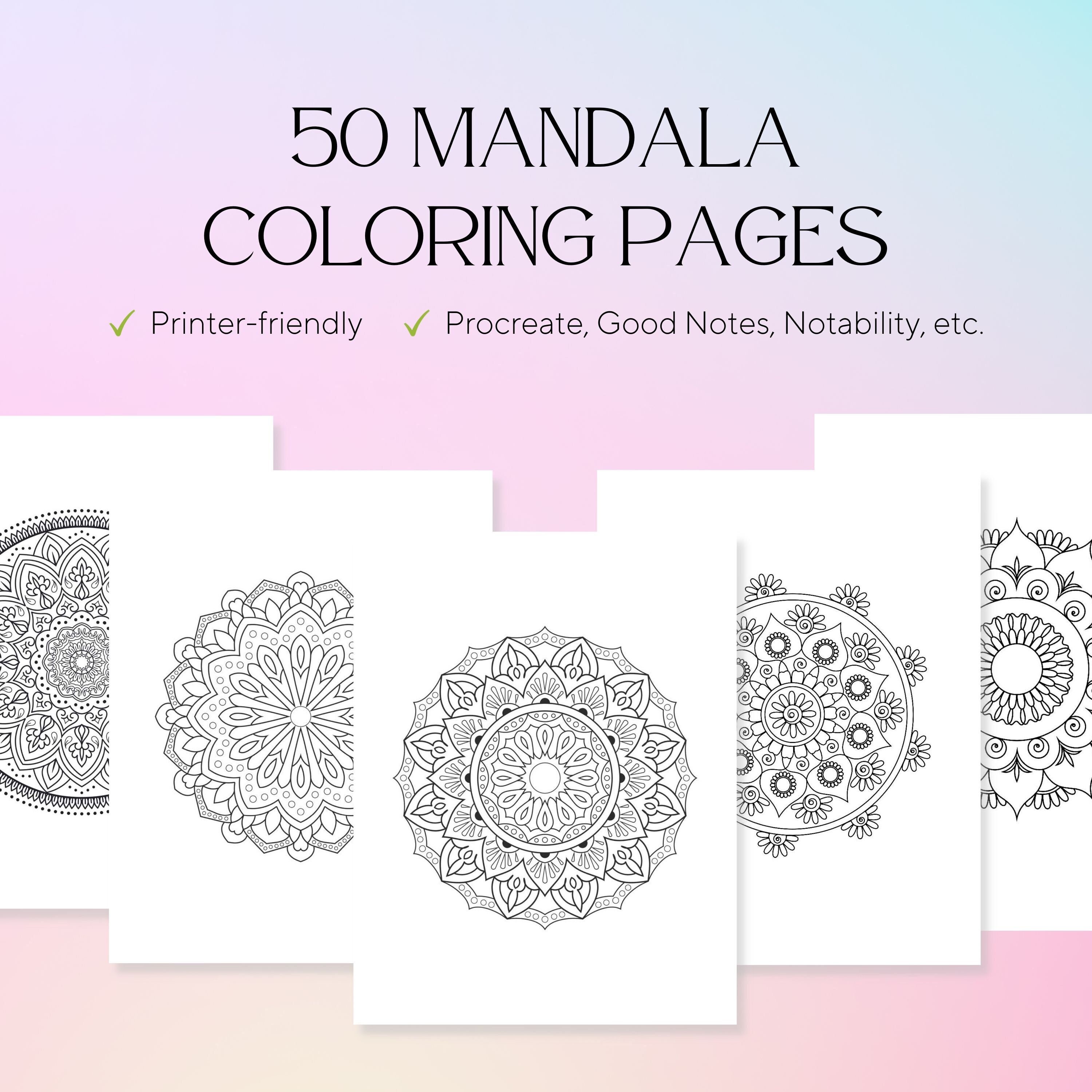 50 Mandala Coloring Pages Adult Coloring Pages Stress Relieve - Etsy