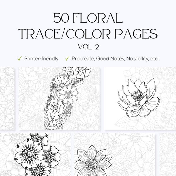 Traceable Flowers Patterns - Etsy