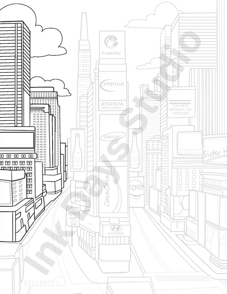 10 New York Trace & Color Pages – Stress Relief, Adult Tracing (PDF) - Etsy
