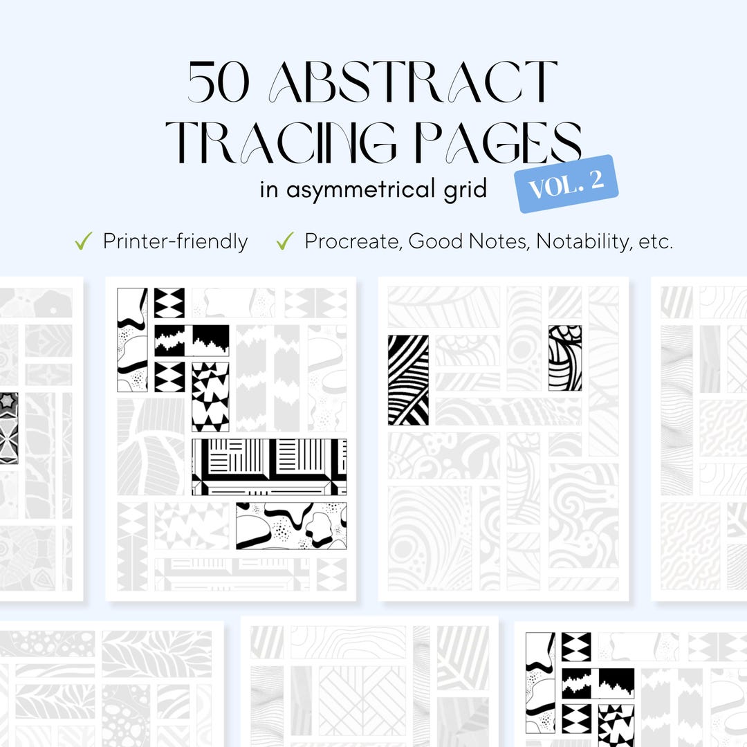 50 Abstract Geometry Line Tracing Pages Vol 2 – Asymmetrical Grid ...