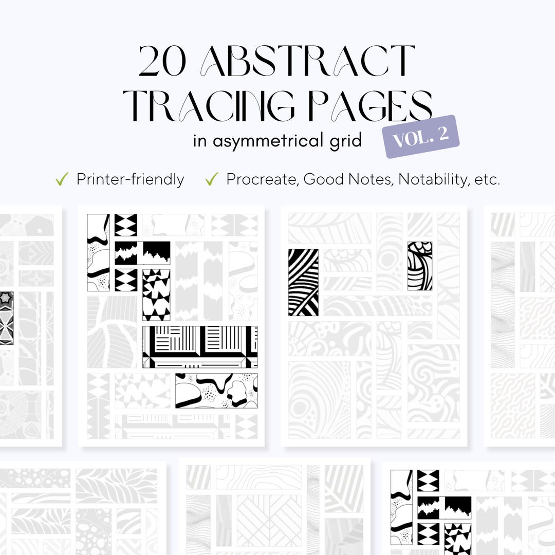50 Abstract Geometry Line Tracing Pages Vol 2 – Asymmetrical Grid ...