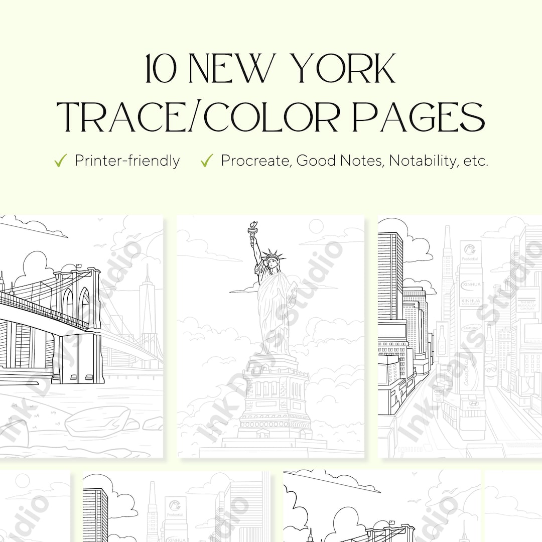 10 New York Trace/coloring Pages - Adult Coloring/tracing Pages ...