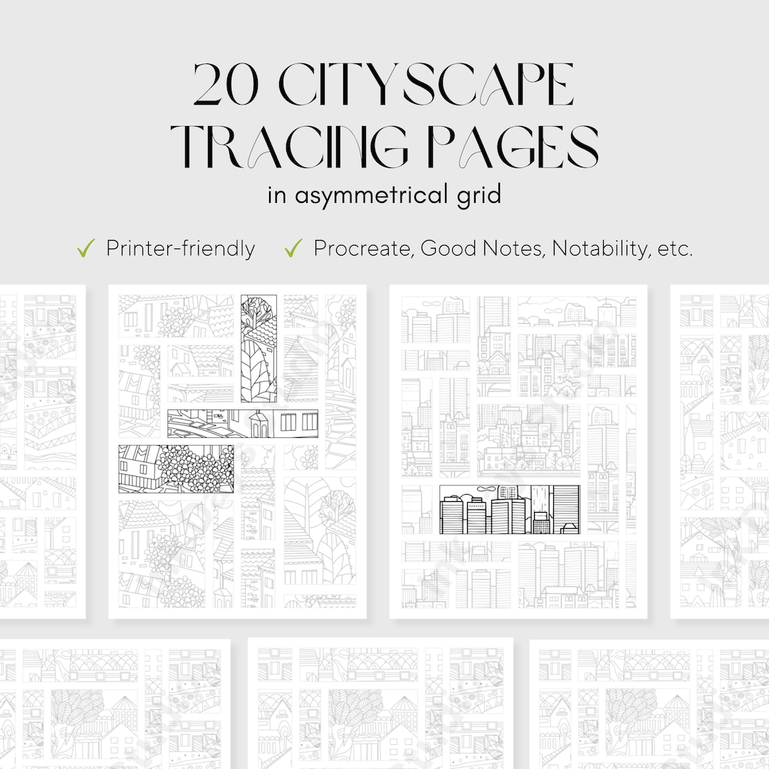 20 Pages of Cityscape/abstract/line Tracing in Asymmetrical Grid ...