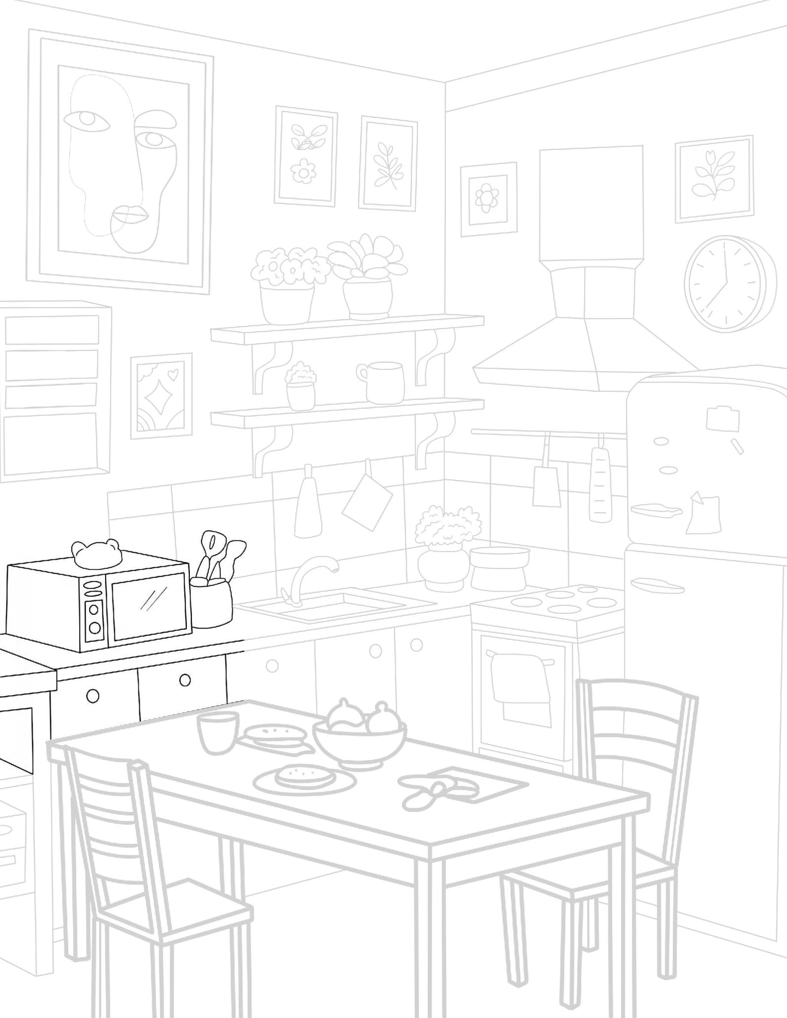 15 Kitchen Trace & Color Pages – Adult Stress Relief Designs (PDF) - Etsy