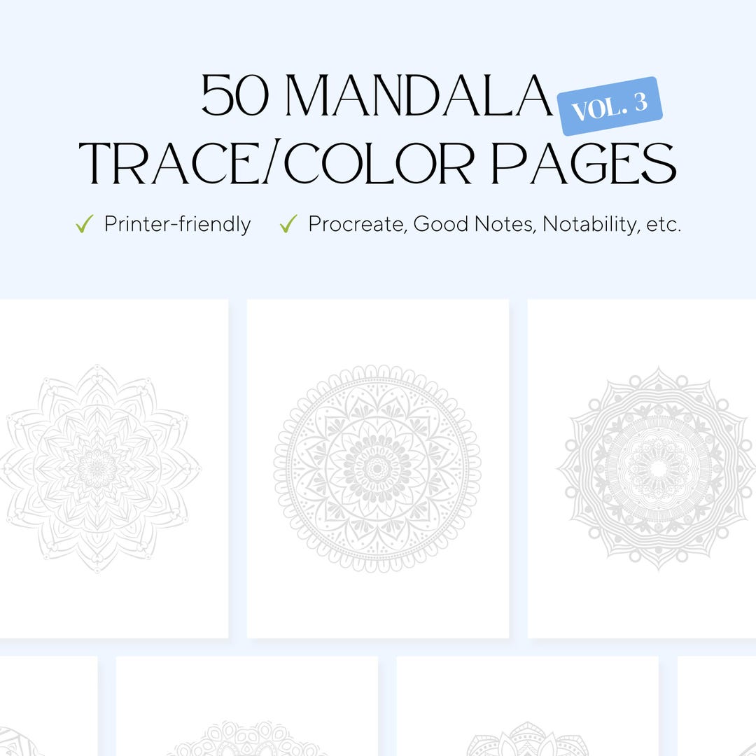 50 Mandala Trace & Color Pages Vol 3 – Stress Relief (PDF) - Etsy