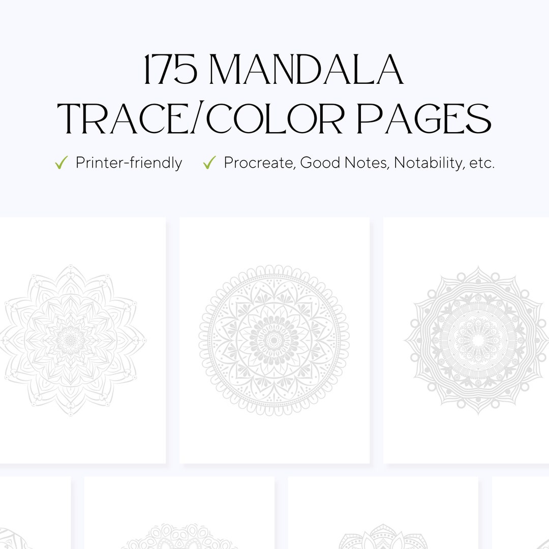 Buy 175 Mandala Trace / Coloring Pages Adult Coloring / Tracing Pages ...